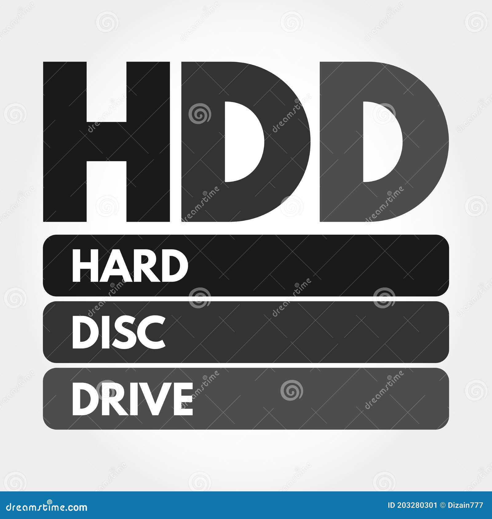 HDD - Hard Disc Drive Acronym Concept Stock Illustration - Illustration ...
