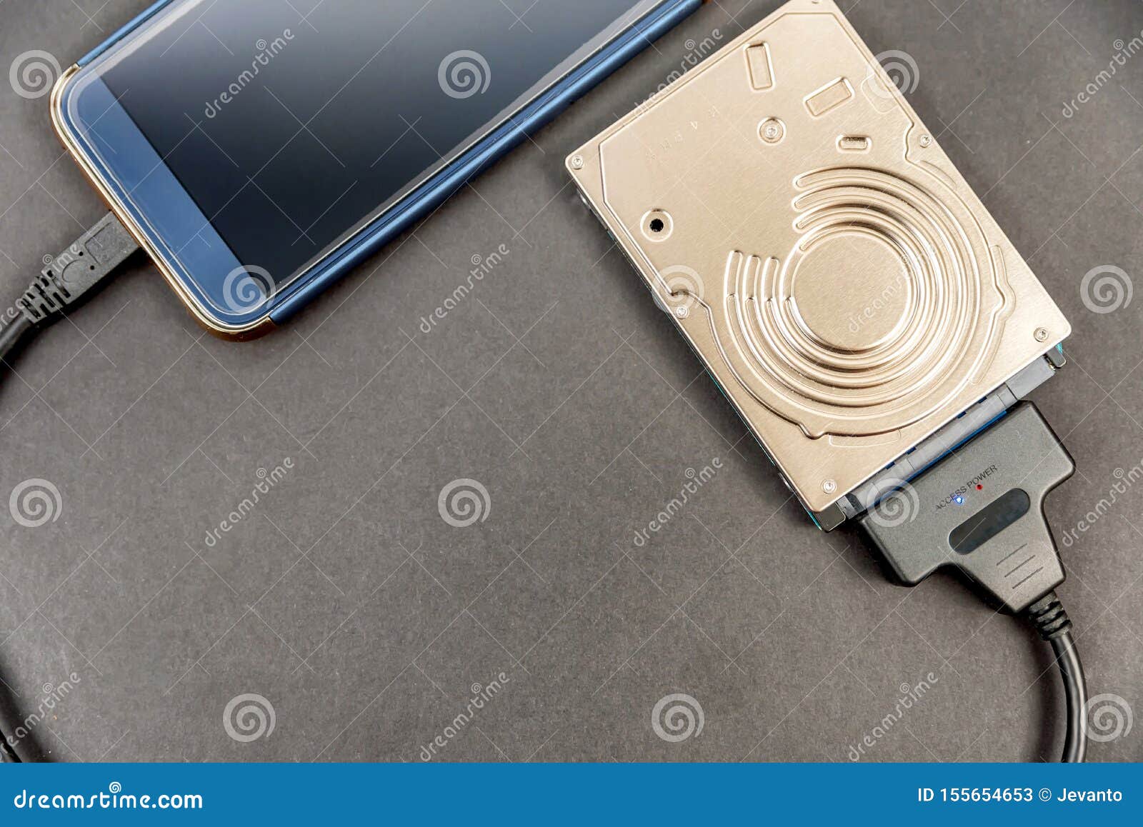 Hdd 2.5 Hard Drive Disk Connected To Smartphone Via Sata Usb Cable ...