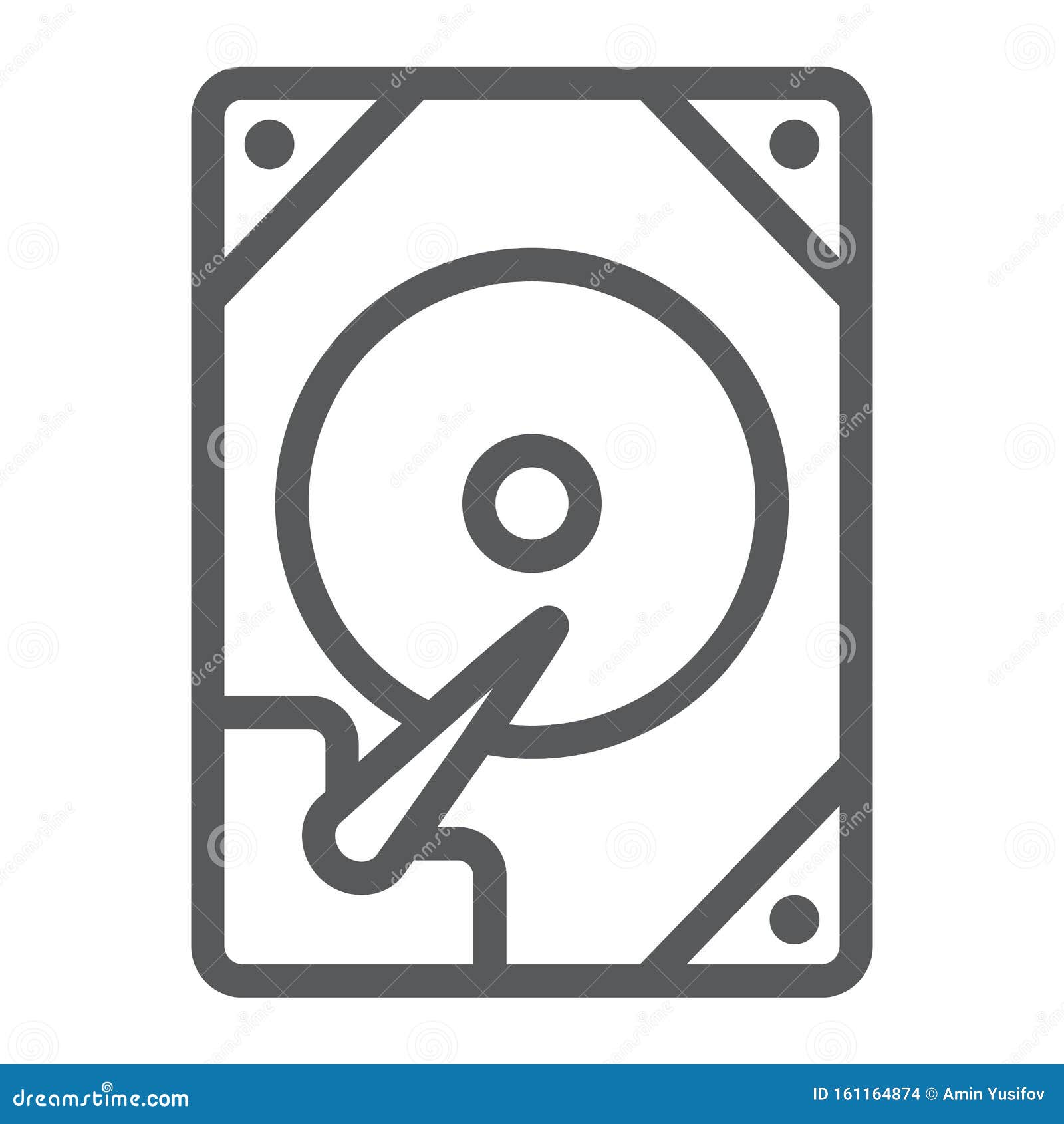 Hdd Line Icon, Technology and Device, Hard Drive Disk Sign, Vector ...
