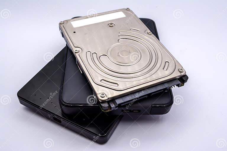 HDD - Stack of External and Internal Laptop Hard Disk Drives Isolated ...