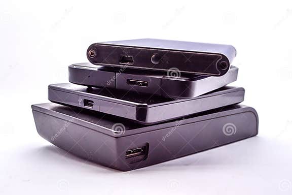 HDD - Stack of Portable Hard Disk Drives Isolated on White Background ...