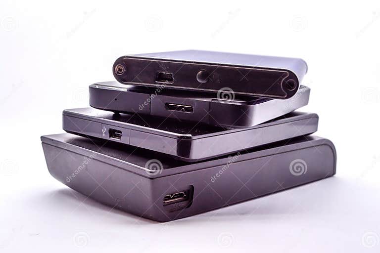 HDD - Stack of Portable Hard Disk Drives Isolated on White Background ...