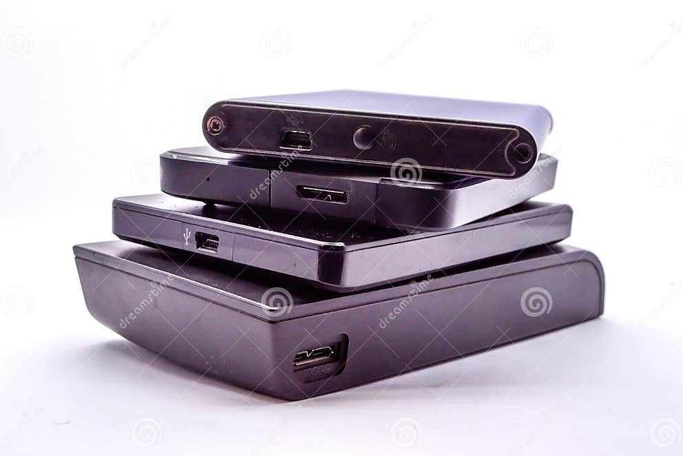 HDD - Stack of Portable Hard Disk Drives Isolated on White Background ...