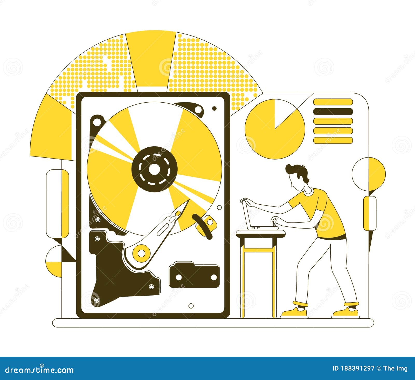 HDD Thin Line Concept Vector Illustration Stock Vector - Illustration ...