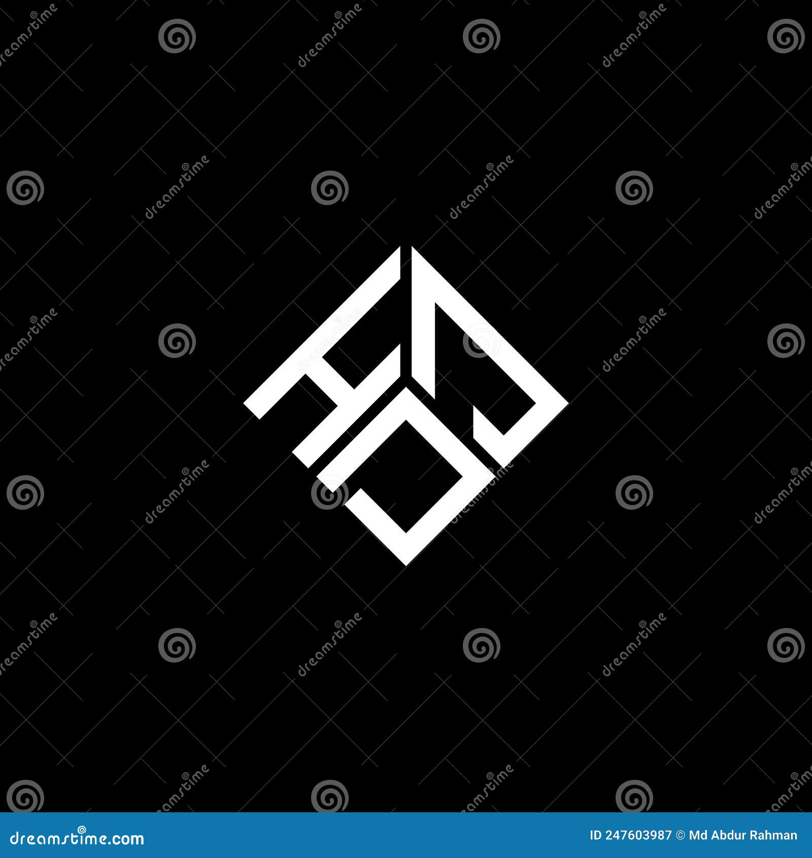 HDJ Letter Logo Design on Black Background. HDJ Creative Initials ...