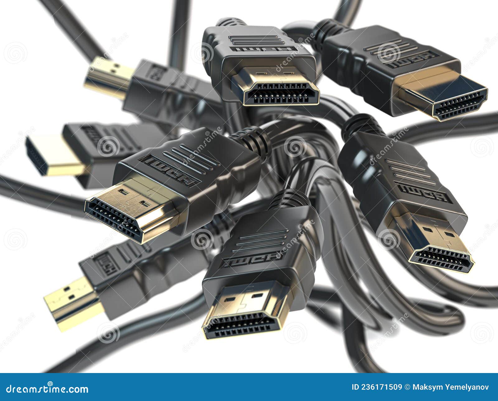 HDMI Cable for Computer Tv and Video Isolated on White Stock ...