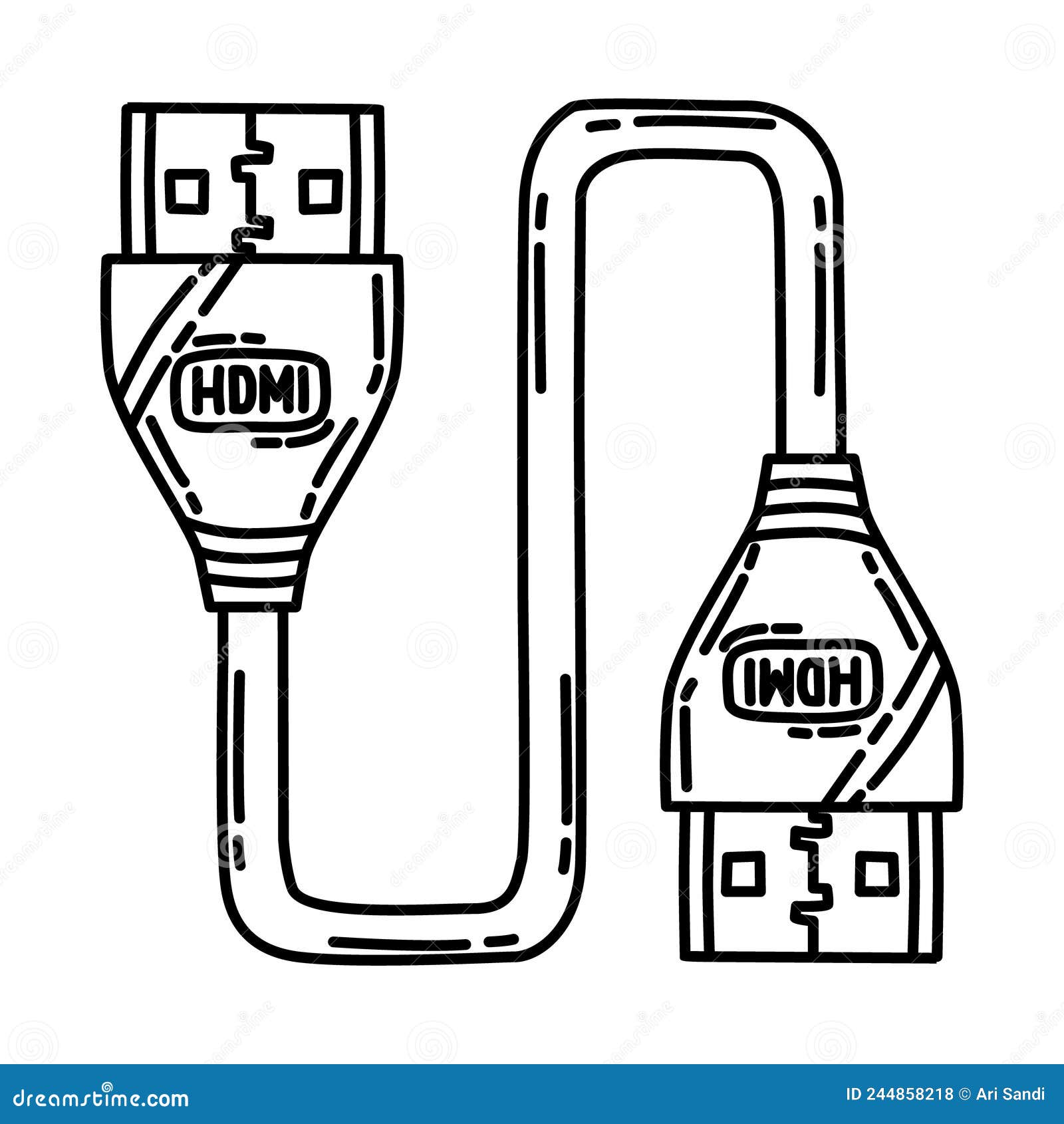 HDMI Cable Icon. Doodle Hand Drawn or Outline Icon Style Stock Vector ...