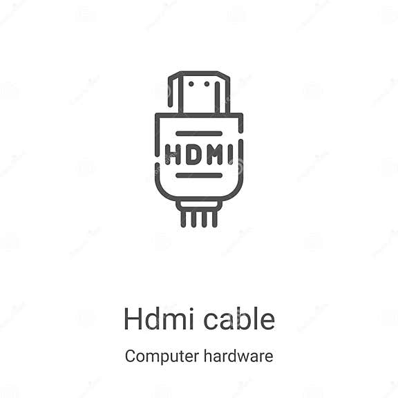 Hdmi Cable Icon Vector from Computer Hardware Collection. Thin Line ...