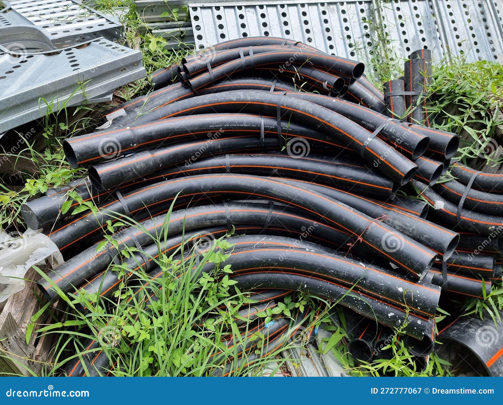 HDPE Conduit at the Site Area Stock Image - Image of black, flexibility ...
