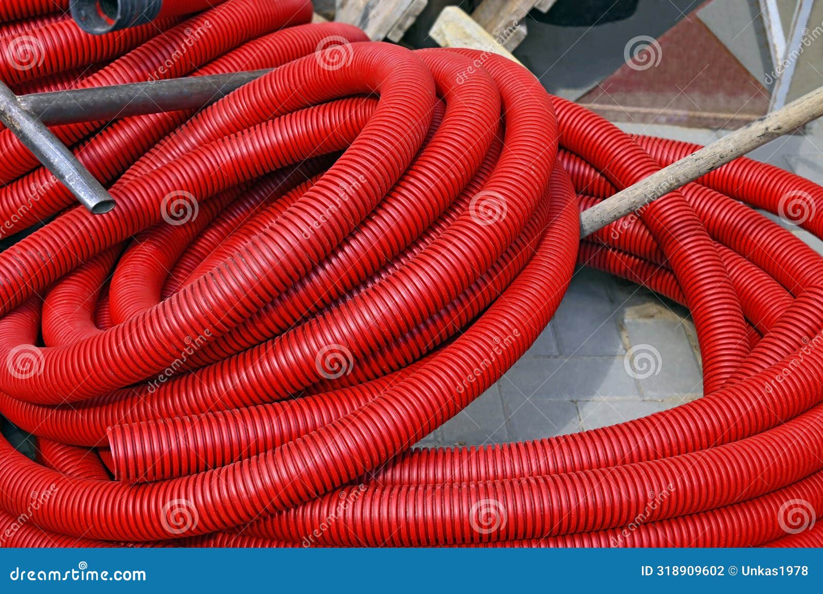 HDPE Corrugated Pipe Isolated On White Background. Protection ...