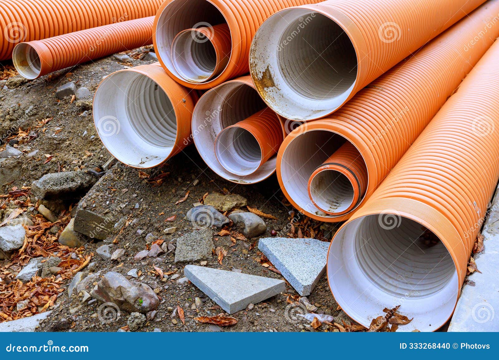 HDPE Polyethylene Sewer Pipes that are Ready for Installation on a ...
