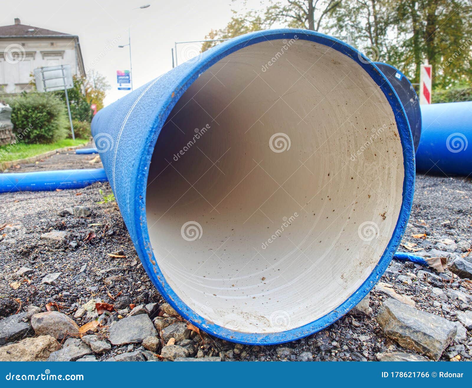 HDPE Water Supply Inlet Piping Connecting The Mains Water Source Into A ...