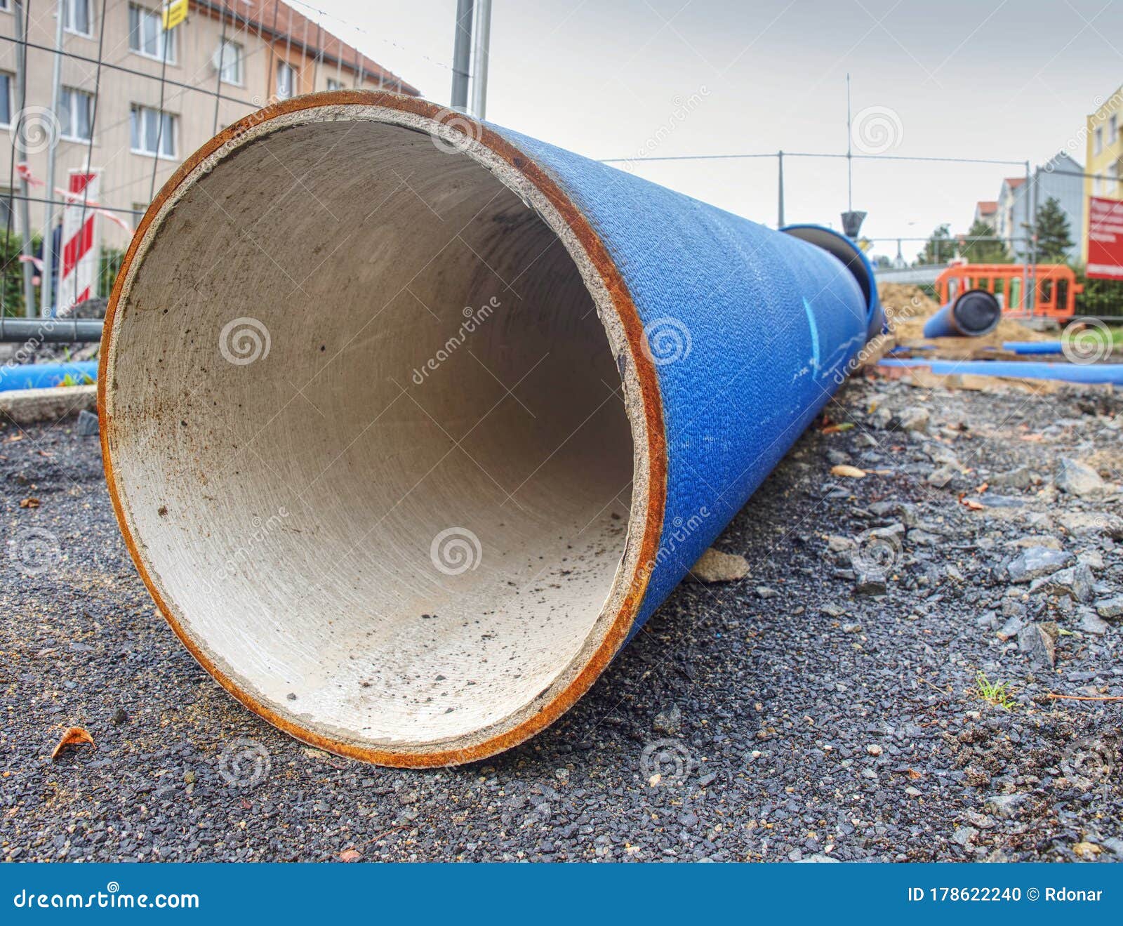 HDPE Water Supply Inlet Piping Connecting The Mains Water Source Into A ...