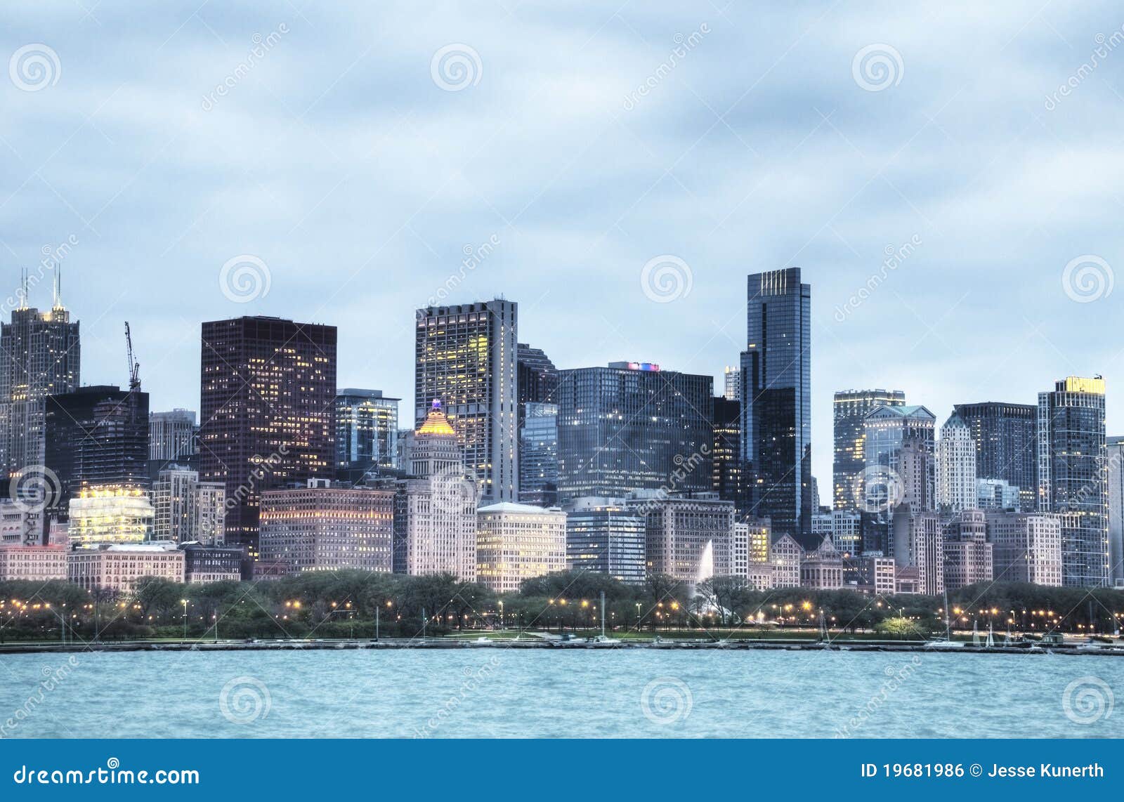 HDR of Chicago at Night stock photo. Image of michigan - 19681986