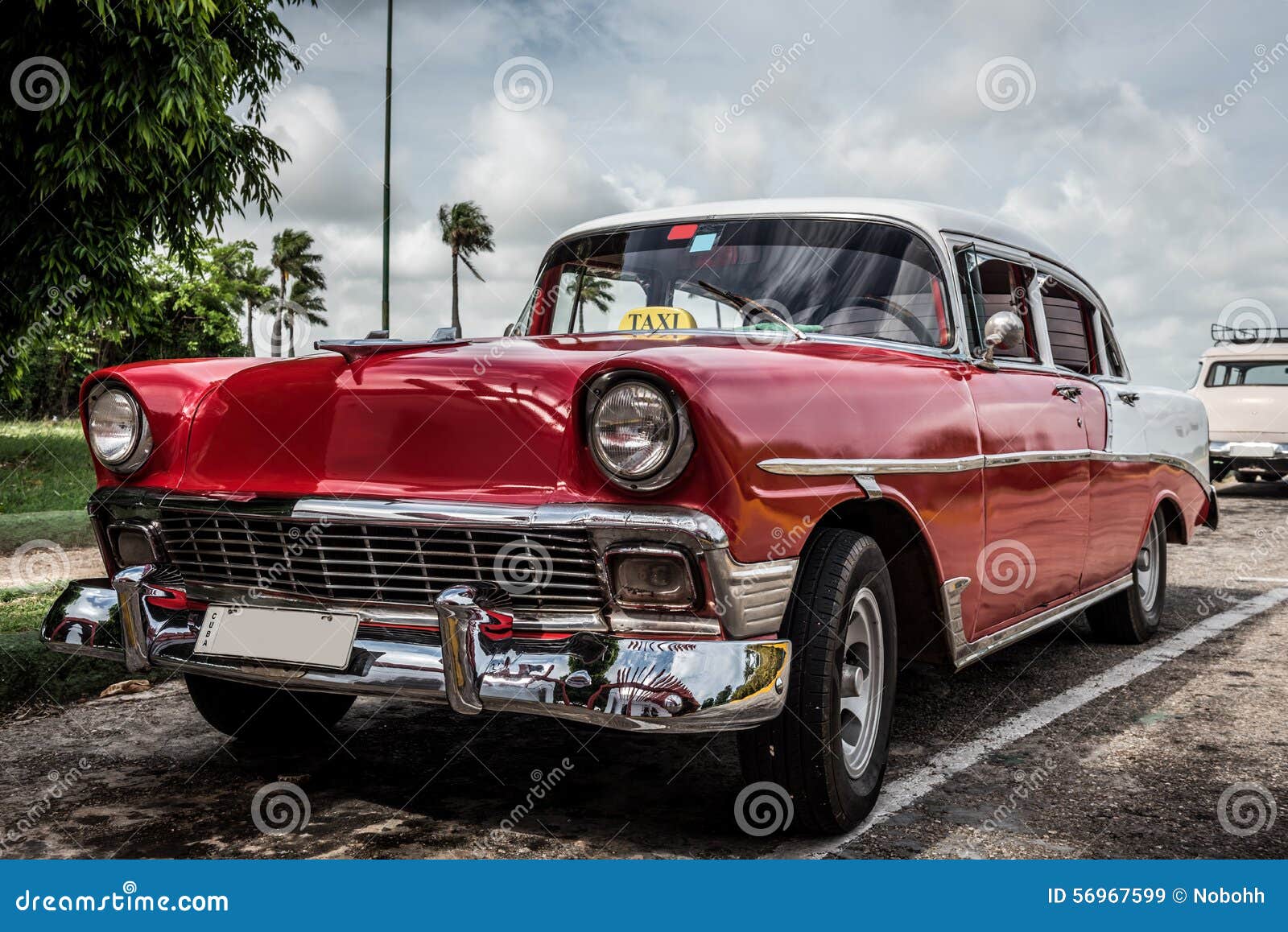 HDR Cuba Red American Oldtimer Parked in Varadero Stock Image - Image ...