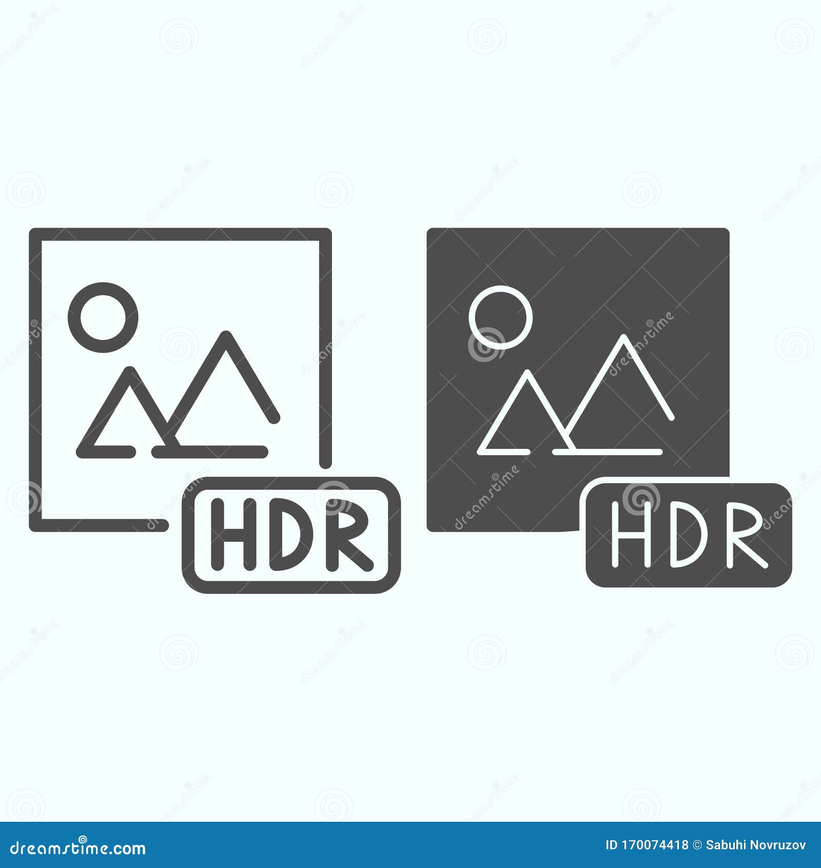 HDR Line and Solid Icon. Picture with HDR Vector Illustration Isolated ...