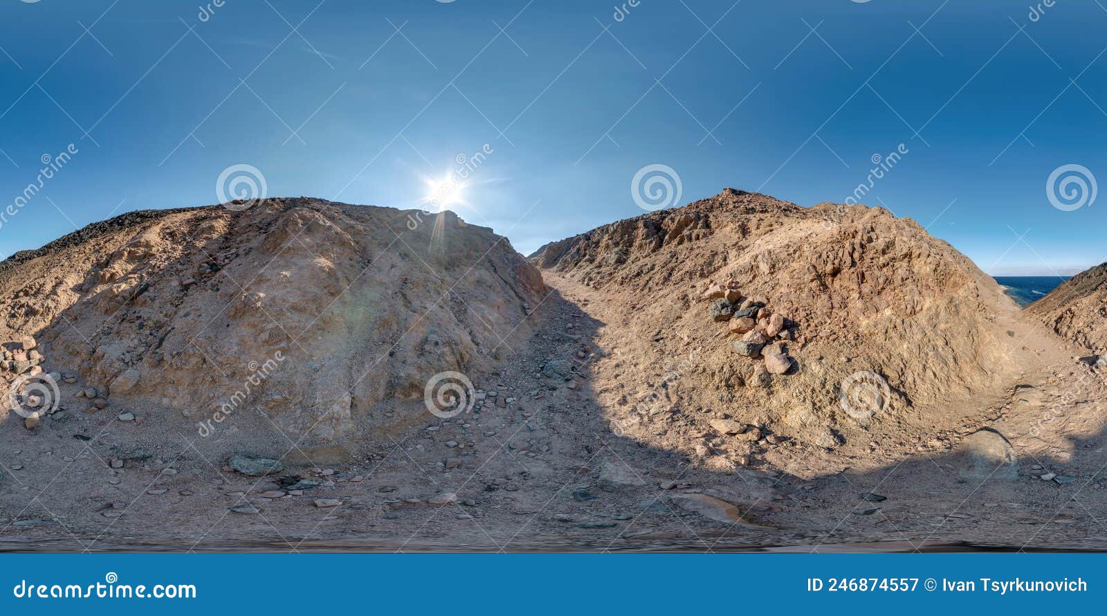 360 Hdr Panorama View from the Height of the Mountains Pass To the Blue ...
