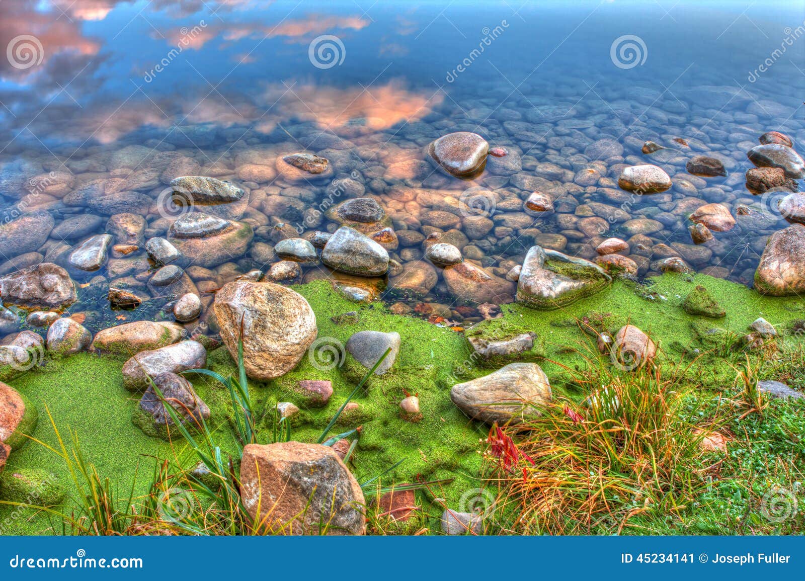 HDR of River edge rocks stock image. Image of bright - 45234141