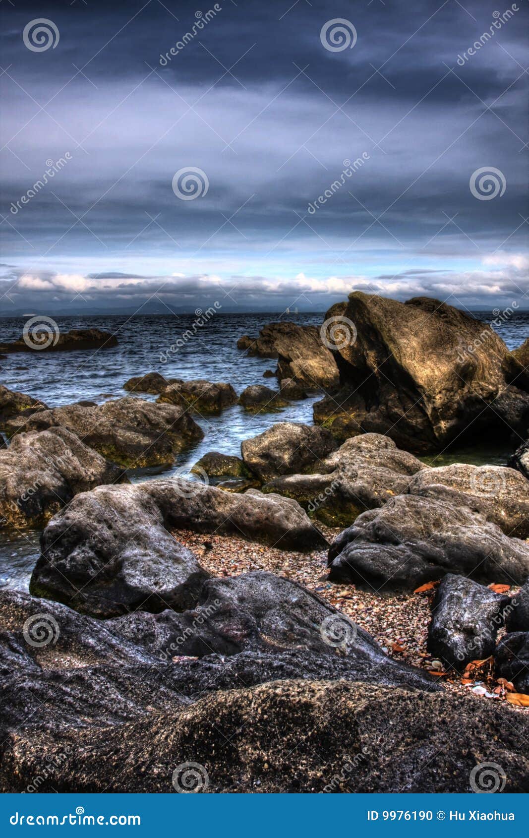 HDR sea stone stock photo. Image of water, cloud, nature - 9976190
