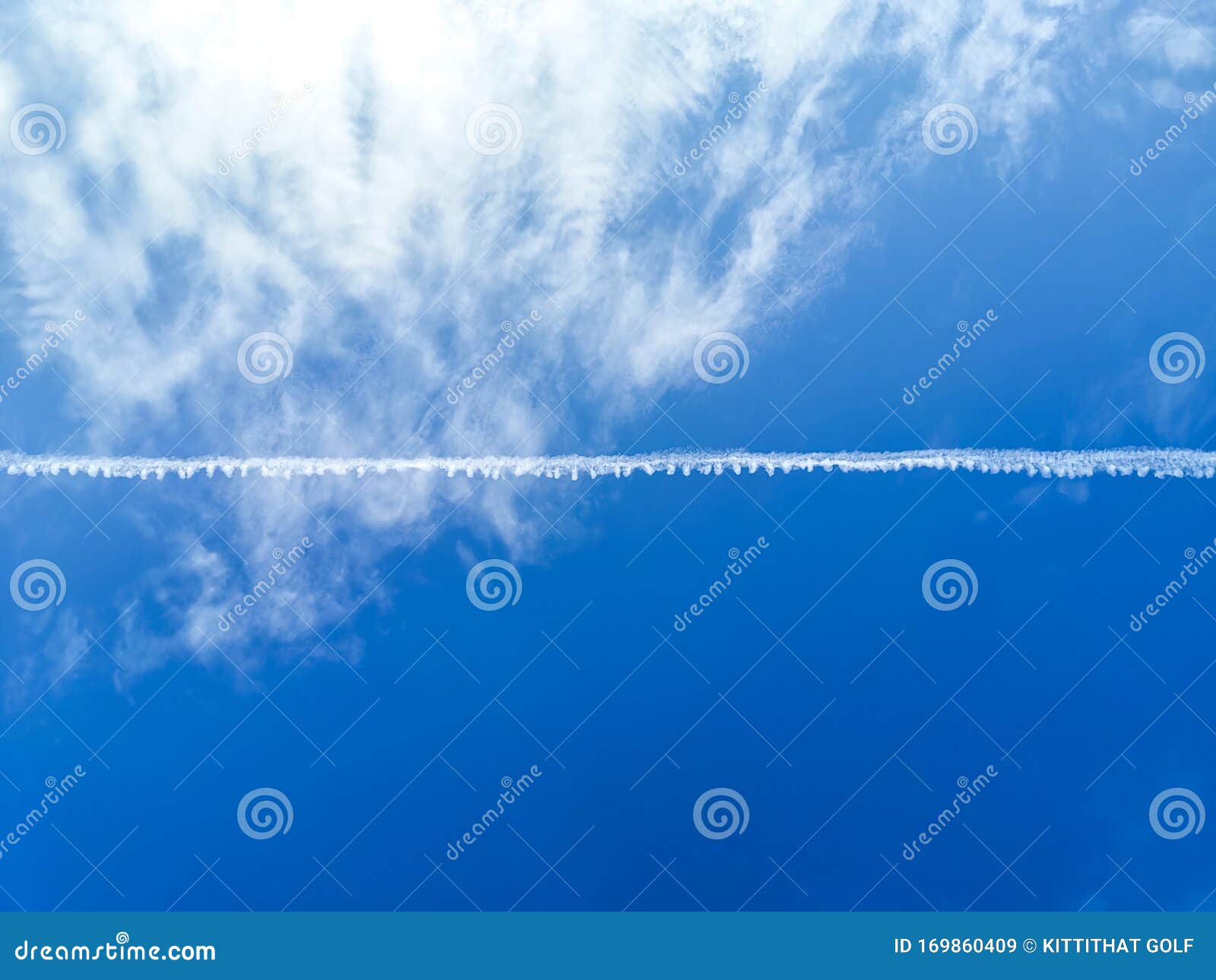 Sky Clouds that Has Condensation Path of the Plane on Top Stock Image ...