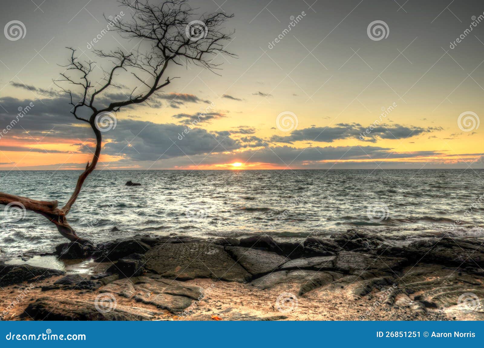 HDR Sunset at Anaehoomalu Bay, Hawaii Stock Image - Image of hawaii ...