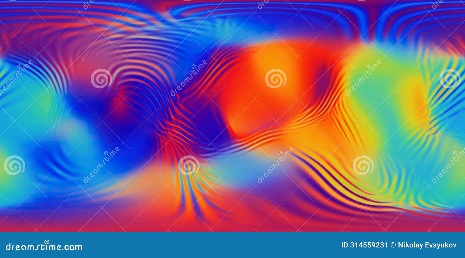 HDRI. Gradient Waves, Iridescent Chrome Wavy Surface. Full Spherical ...