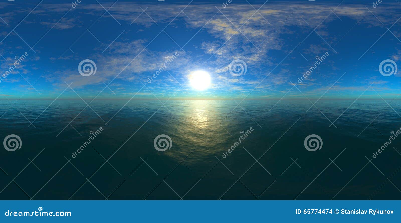 HDRI High Resolution Map. the Sun in the Clouds Over the Sea Stock ...