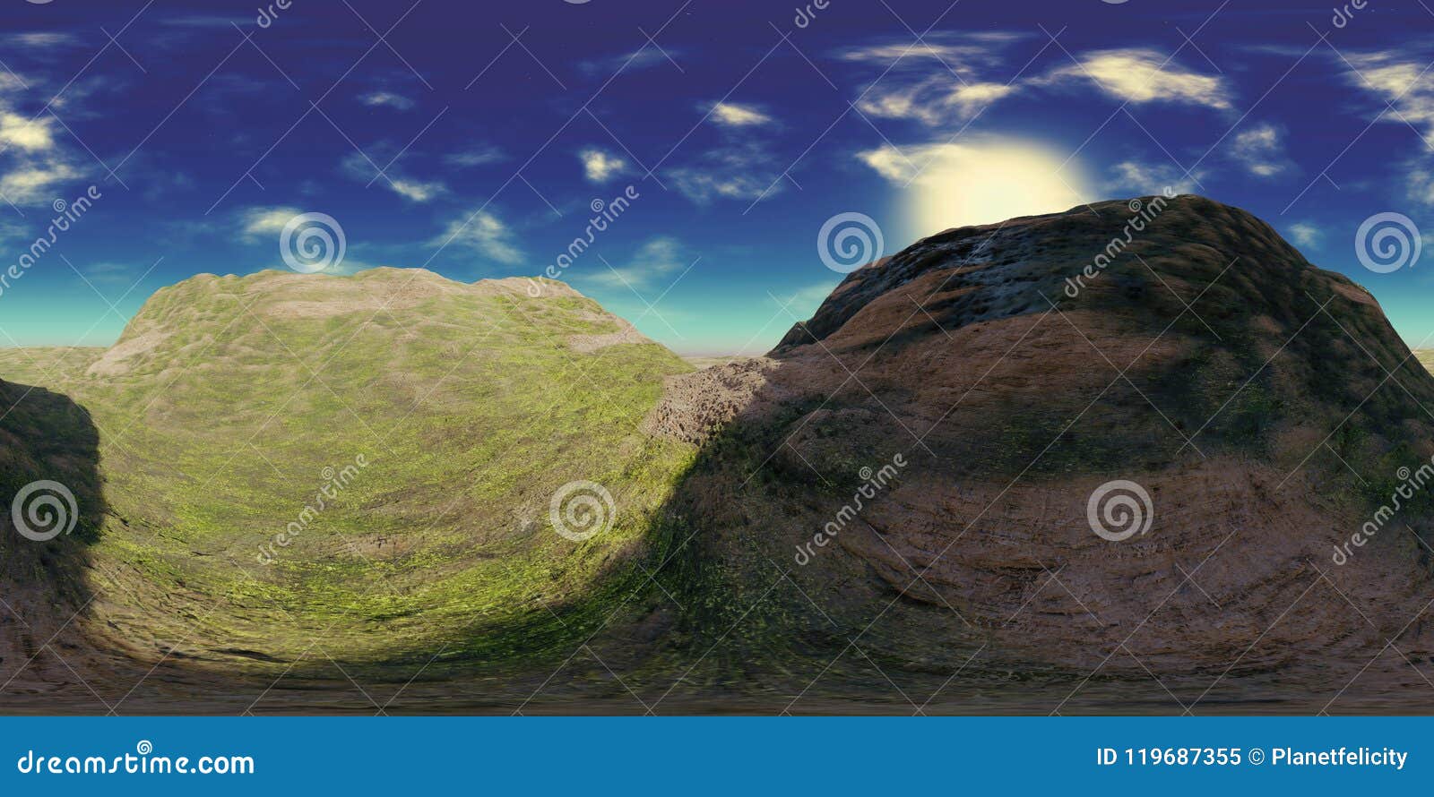 HDRI Map, Spherical Environment Panorama Background with Green Hills ...