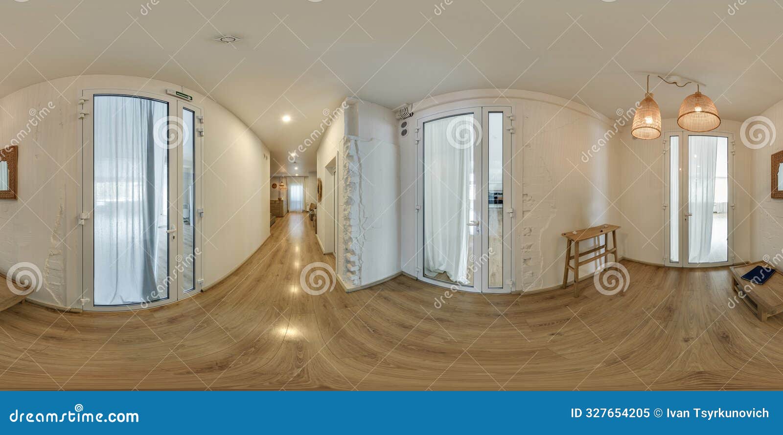 360 Hdri Panorama Of Empty Corridor With Doors For Room Office In ...