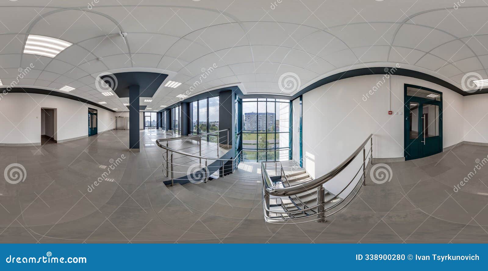 Hdri 360 Panorama in Empty Modern Hall with Columns, Doors and ...