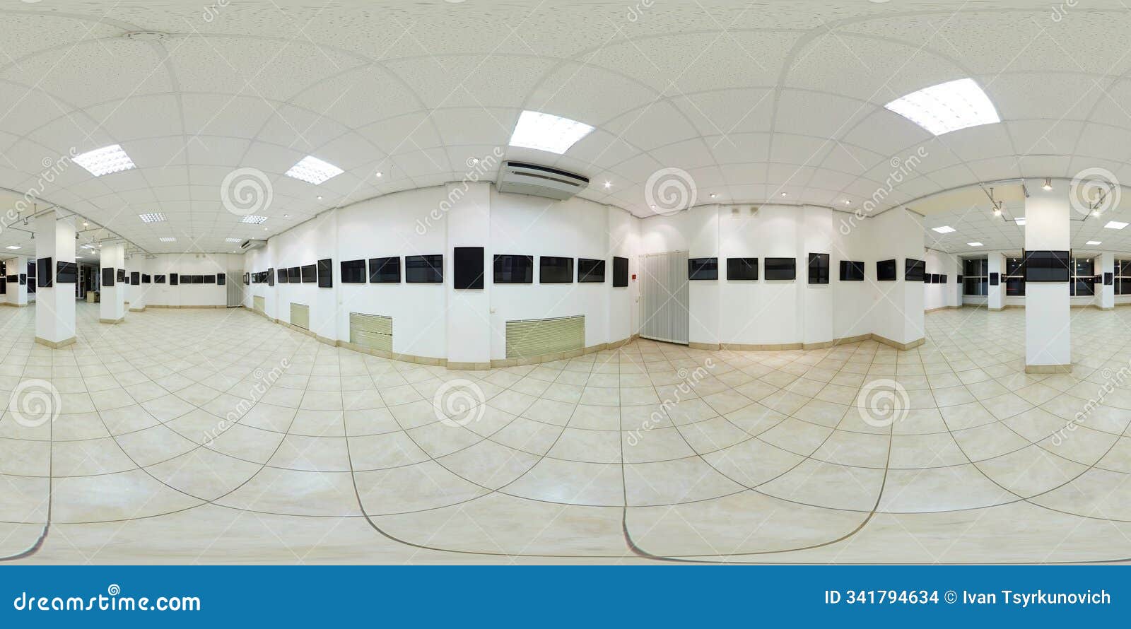 Hdri 360 Panorama In Hall Room Of Exhibition Gallery With Empty Frames For Paintings Or ...