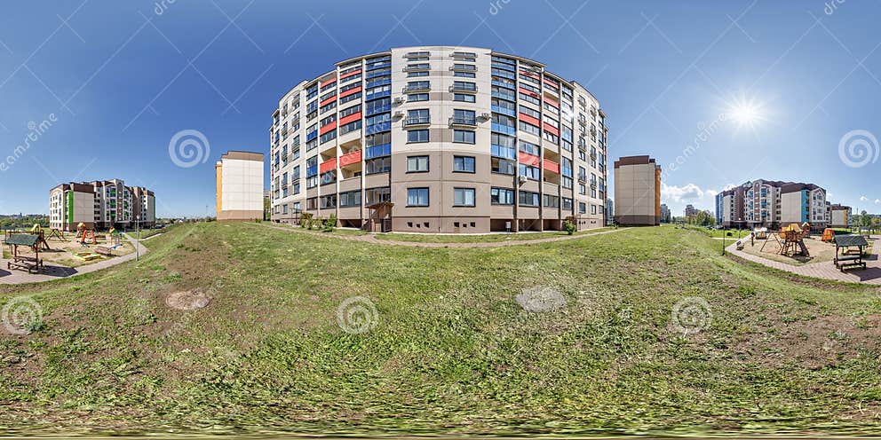 360 Hdri Panorama in Middle of Modern Multi-storey Multi-apartment ...
