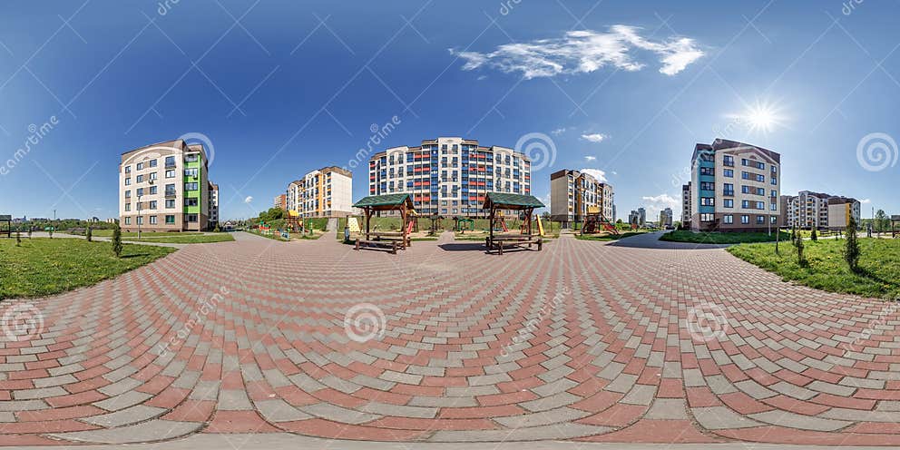 360 Hdri Panorama in Middle of Modern Multi-storey Multi-apartment ...