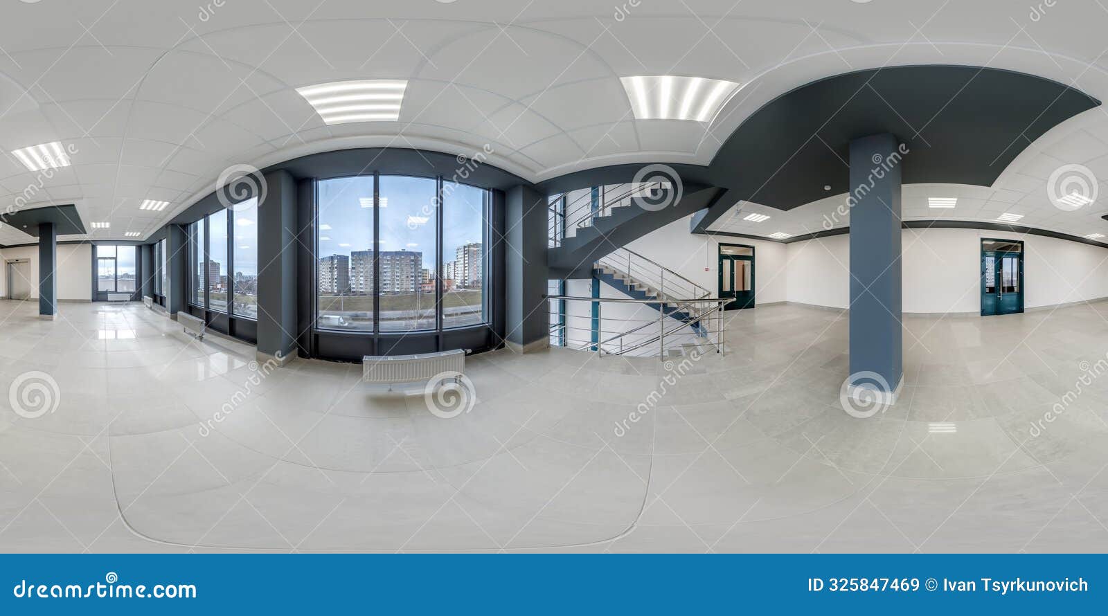 Hdri 360 Panorama View in Empty Modern Hall with Columns, Doors and ...