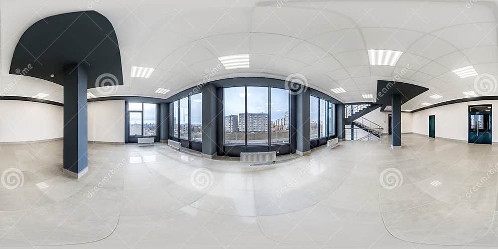 Hdri 360 Panorama View in Empty Modern White Hall with Columns, Doors ...