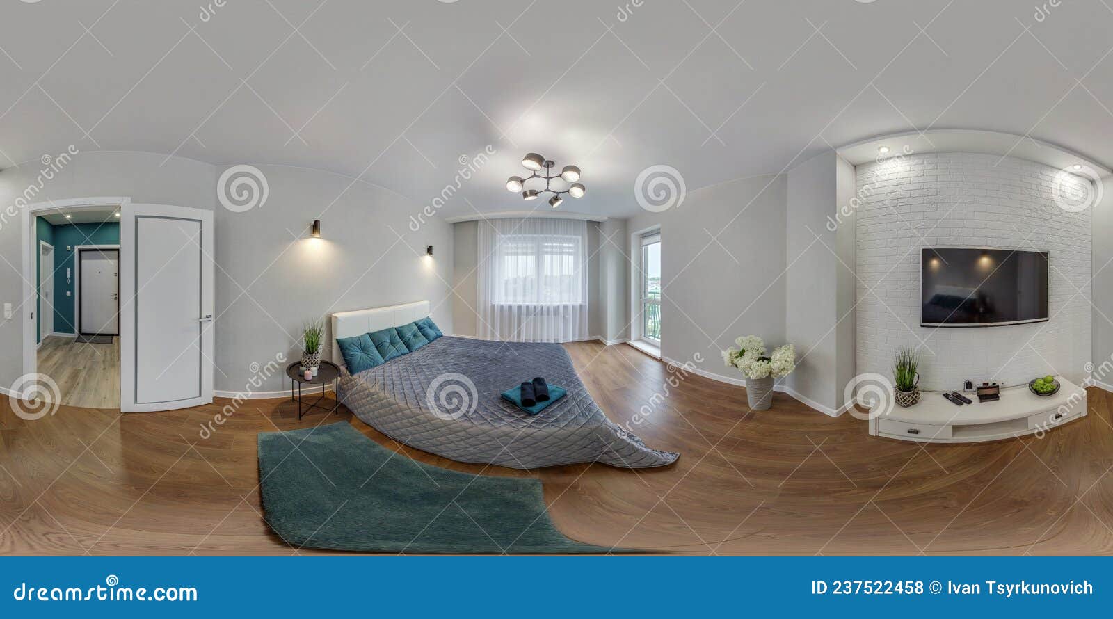 360 Hdri Panorama View in Interior of Modern Luxury Bedroom in Studio ...