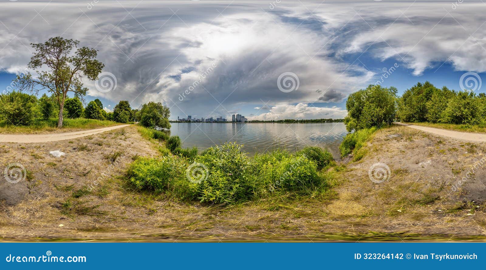 Hdri 360 Panorama View Vacation Spot on Lake View of Metropolis before ...