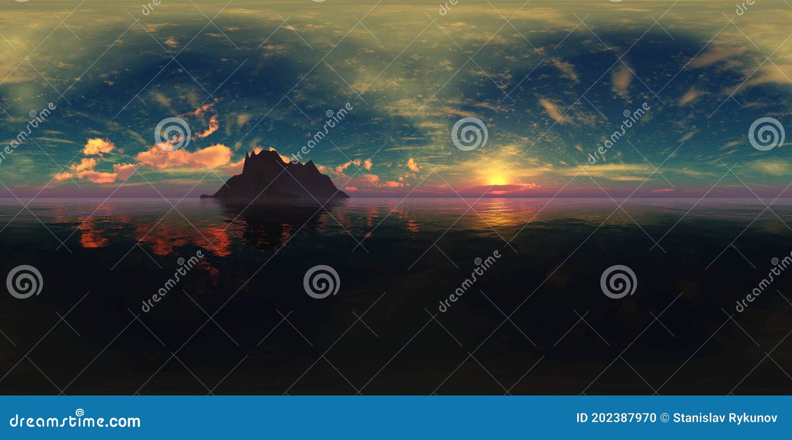 8K HDRI Map: Ocean Landscape - Islands With Mountains And Sandy Beaches ...