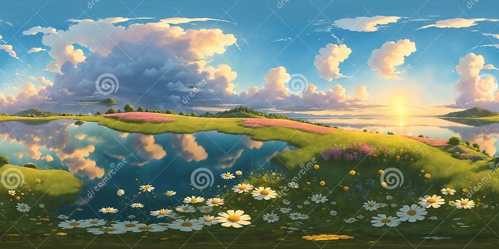 HDRI Stylized Landscape Equirectangular Panorama 4 Stock Illustration ...