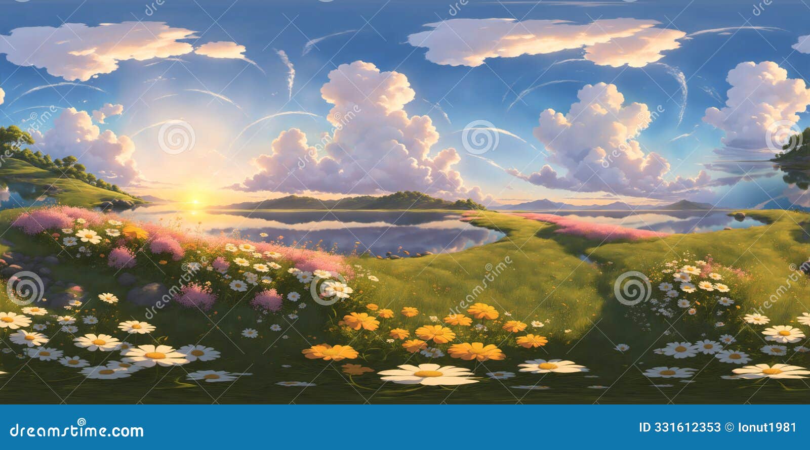 HDRI Stylized Landscape Equirectangular Panorama 13 Stock Illustration ...