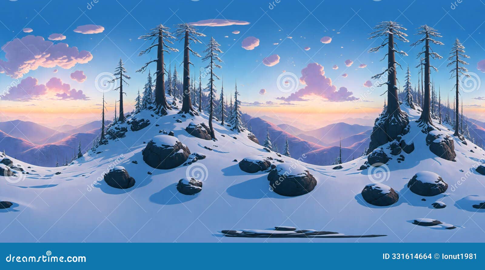 HDRI Stylized Landscape Equirectangular Panorama 14 Stock Illustration ...