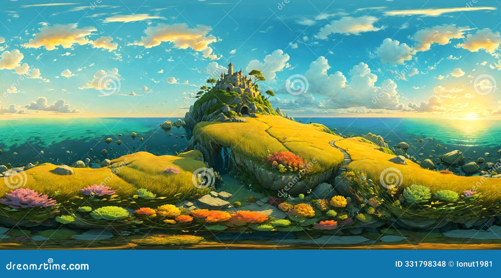 HDRI Stylized Landscape Equirectangular Panorama 18 Stock Illustration ...