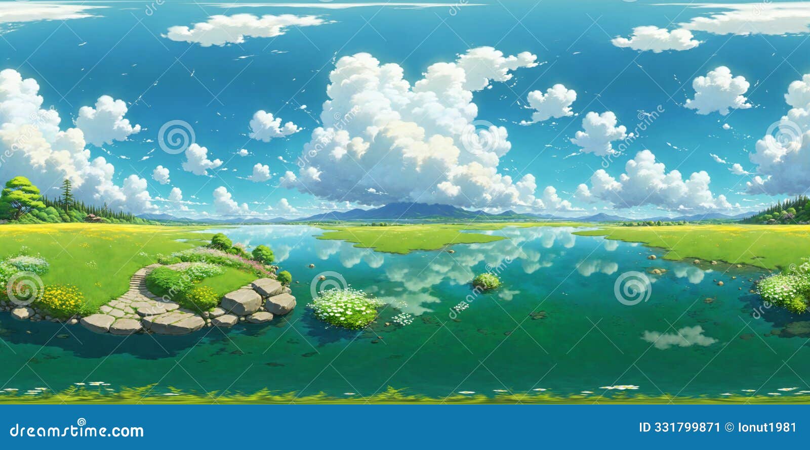 HDRI Stylized Landscape Equirectangular Panorama 21 Stock Image - Image ...