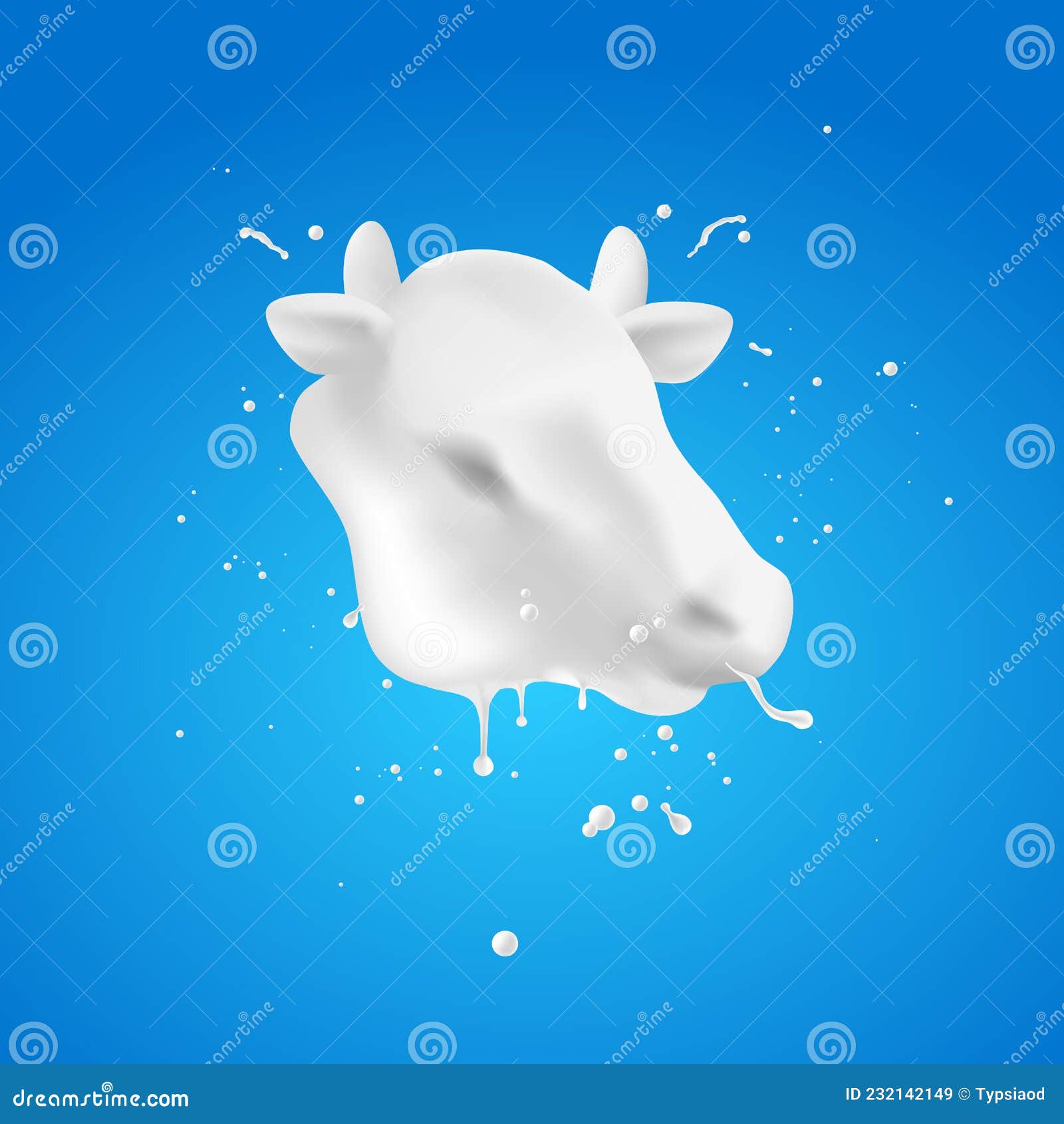The Head of an Abstract Cow with Milk Splash Stock Vector ...