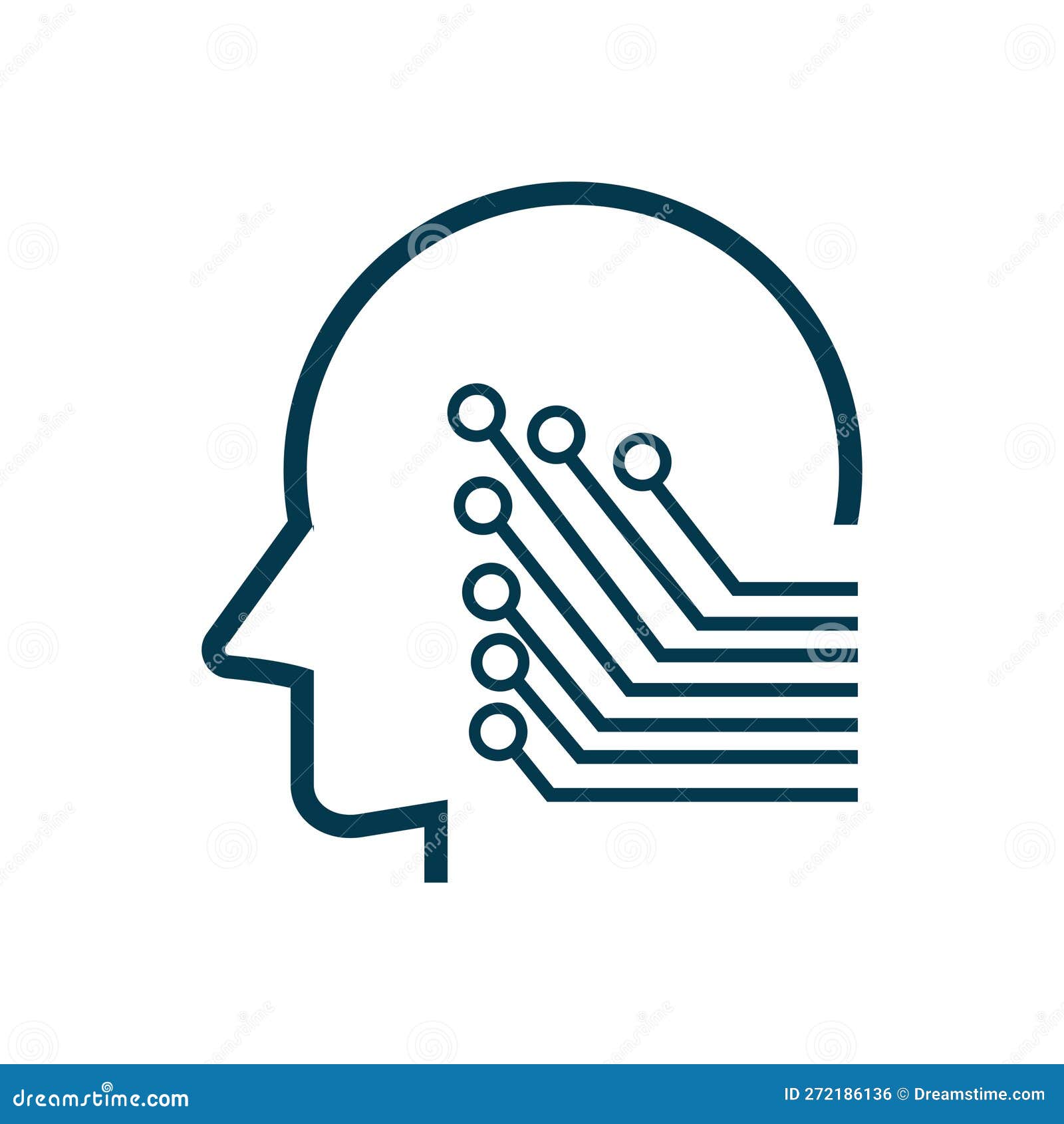 AI Head With Circute And Artificial Intelligence Line Icons, AI For ...