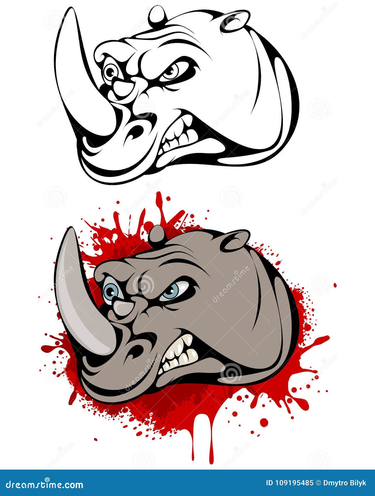Angry Rhinoceros. Rhino Animal. Vector Illustration | CartoonDealer.com ...