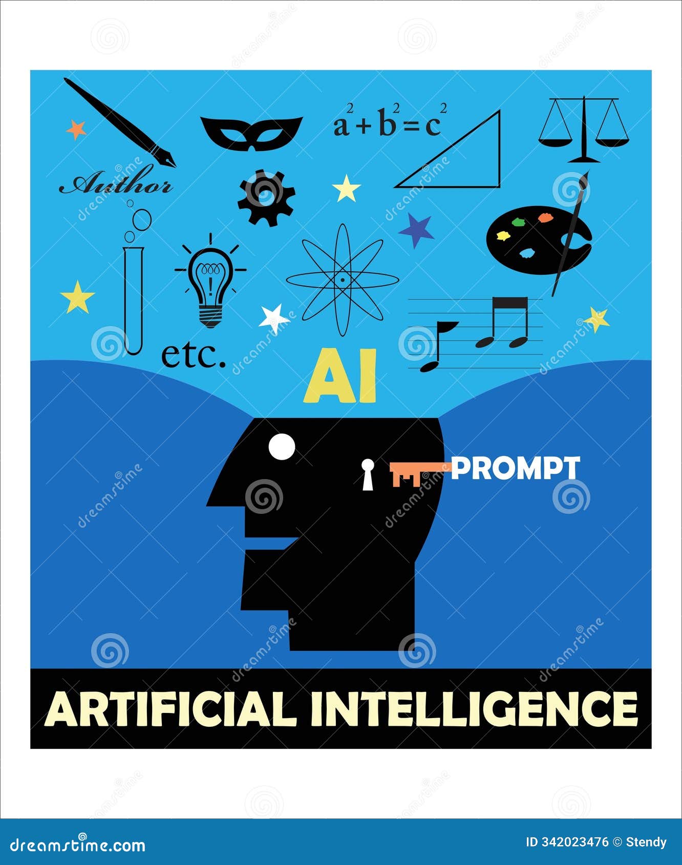 Opened Head and Artificial Intelligence Potential Stock Vector ...