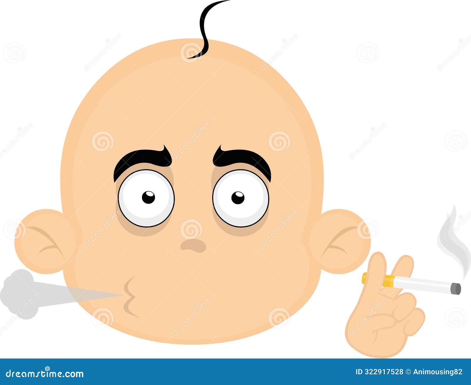 Head Baby Cartoon Smoking Cigarette Stock Vector - Illustration of ...