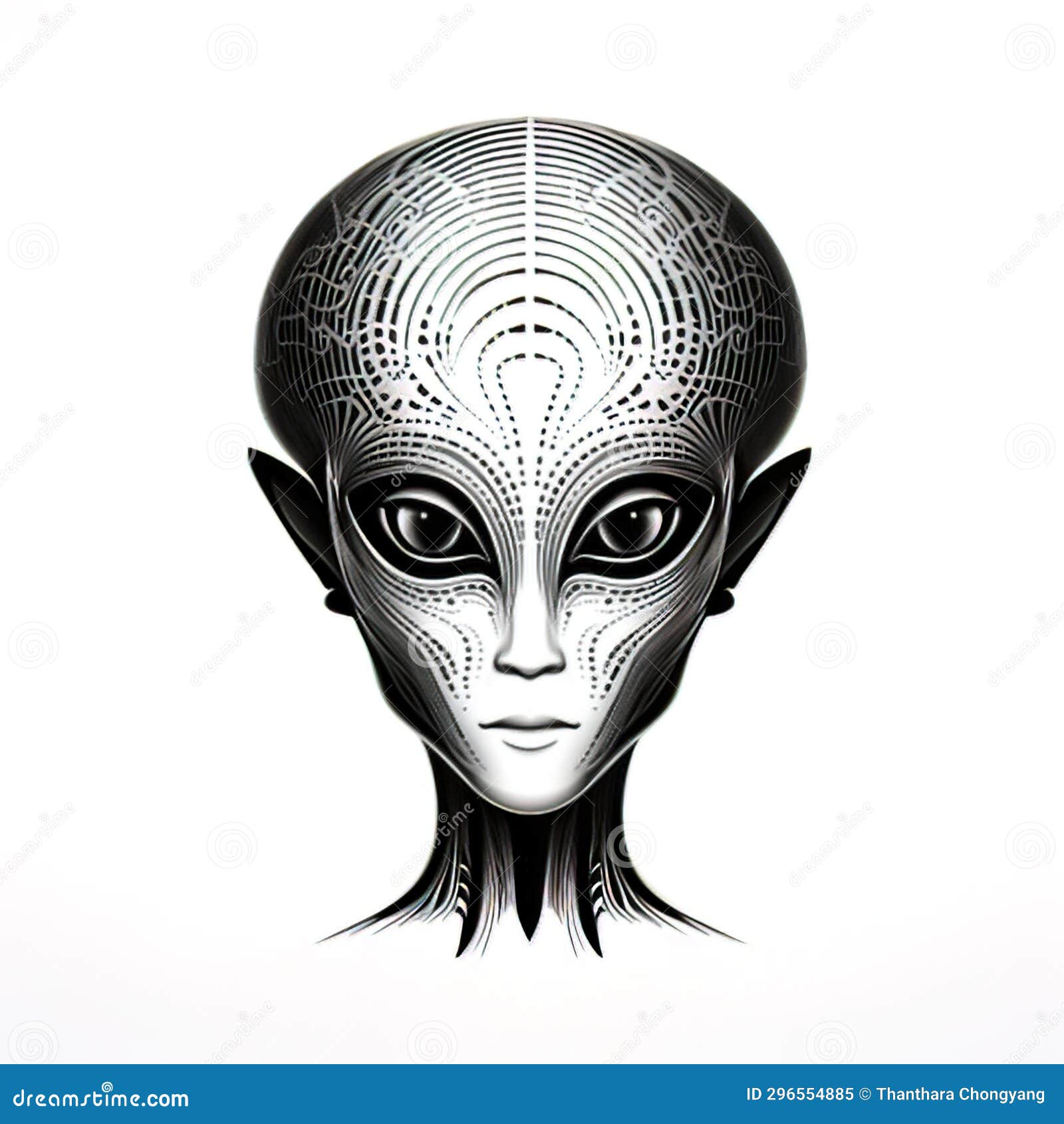 Head Back Alien on White Background. Generative AI Stock Illustration ...