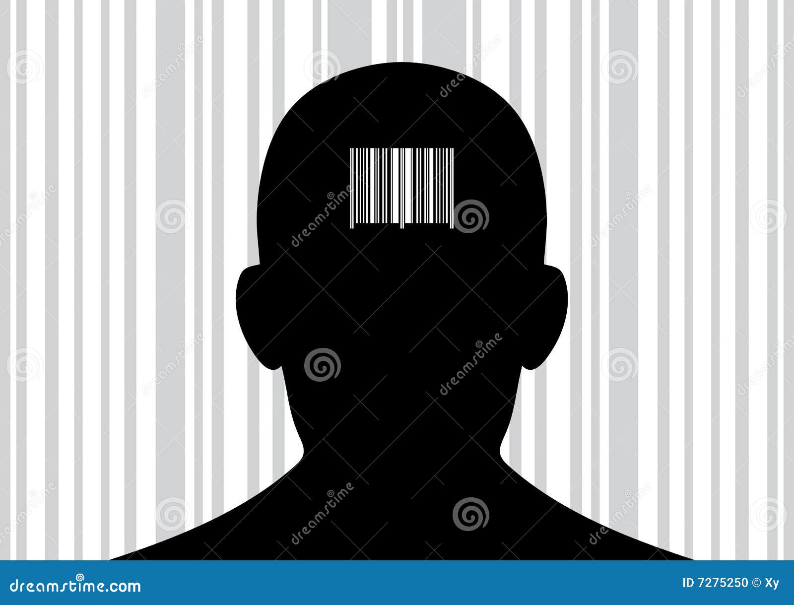 Head with Barcode on Its Back. Stock Vector - Illustration of security ...